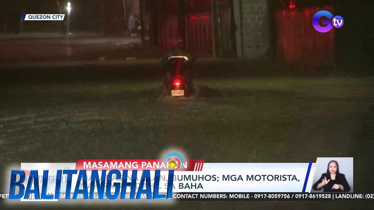 Malakas na ulan, bumuhos; Mga motorista, nahirapan | Balitanghali - YouTube