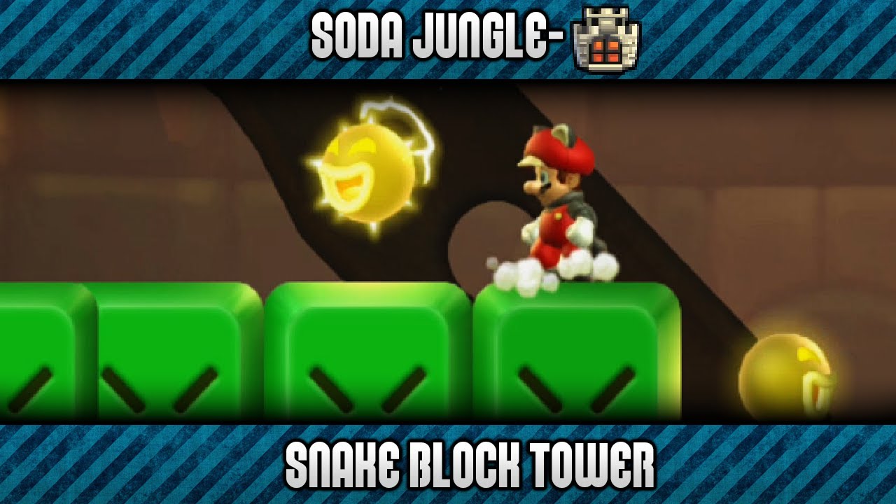 New Super Mario Bros. U 100% - Soda Jungle-Fortress: Snake Block Tower ...