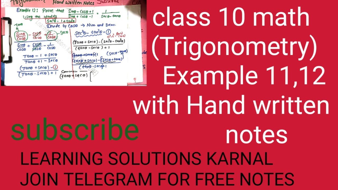 Example 11,12chapter 8 (Trigonometry) class 10 math with Hand written ...