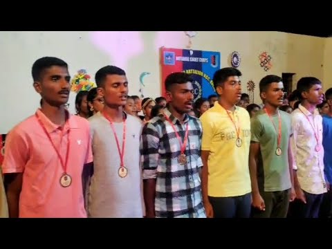 10KarBN NCC CO,AO,PIstaffs,cadets, singing NCC song in catc camp#ncc# ...