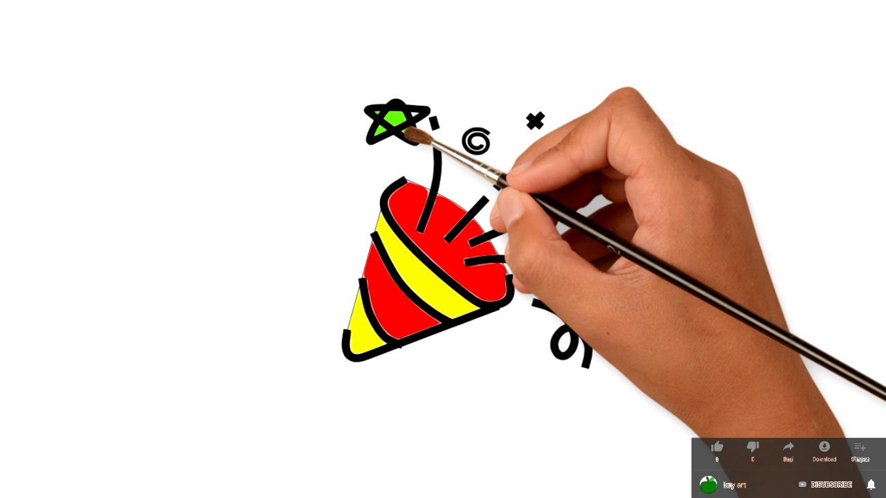 menggambar terompet tahun baru | drawing new year's confetti - YouTube