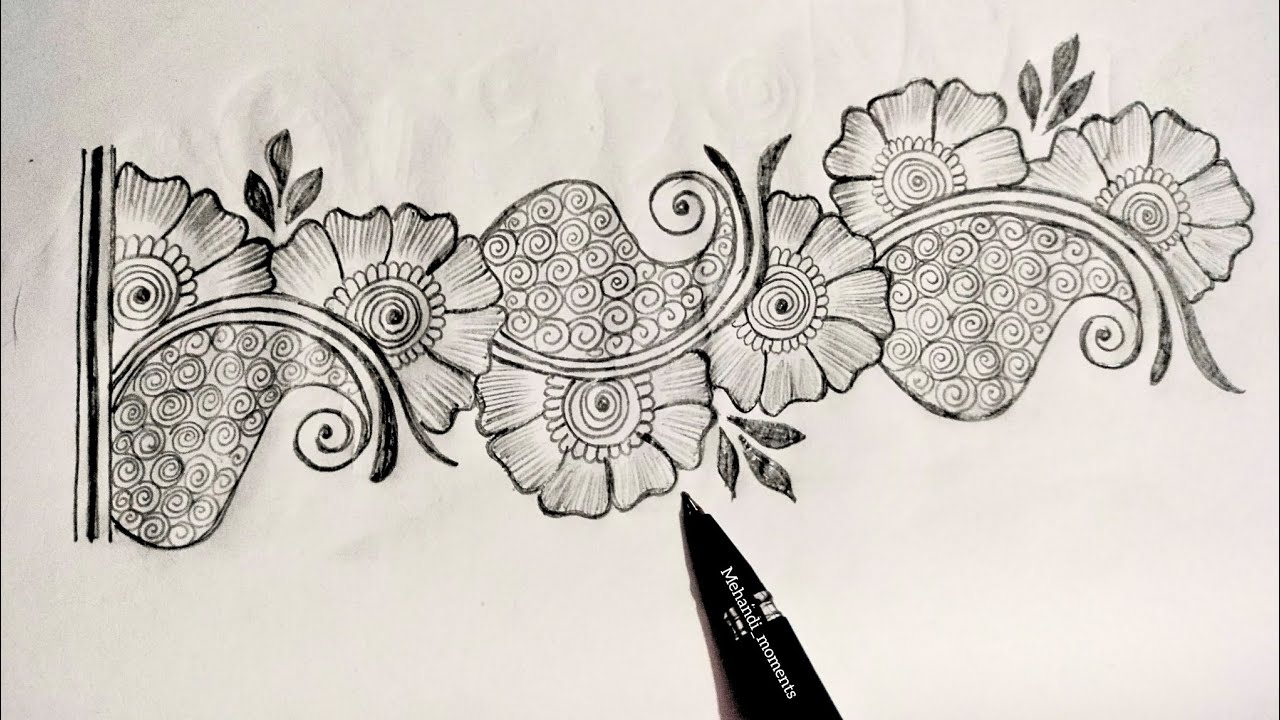 Mehandi ka design | pencil mehandi design | shaded pencil mehandi ...