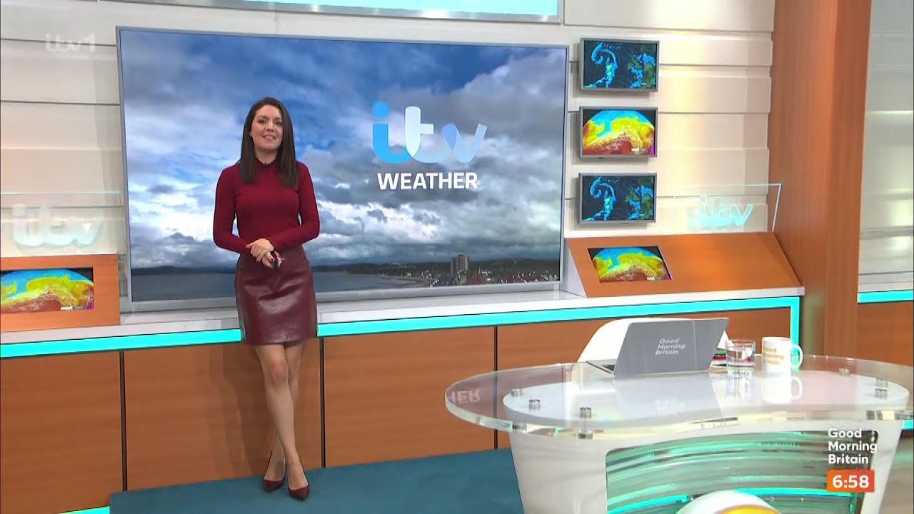 Laura Tobin - Leather Mini GMB Weather 24Oct2023 - YouTube