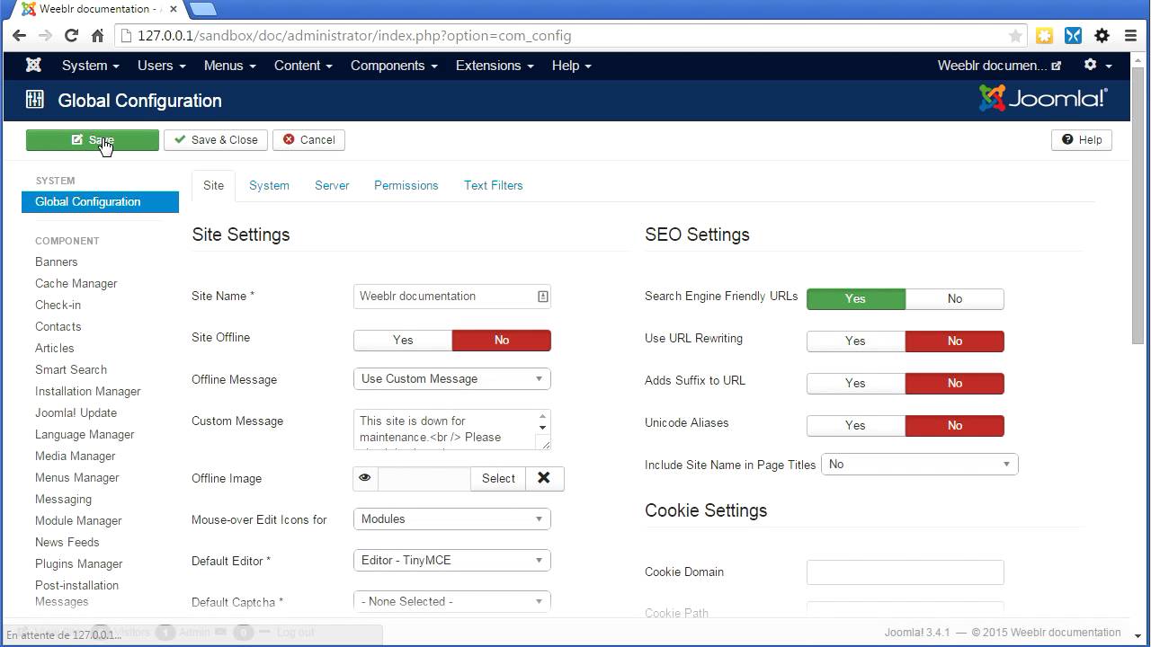 sh404sef installation and basic configuration - YouTube