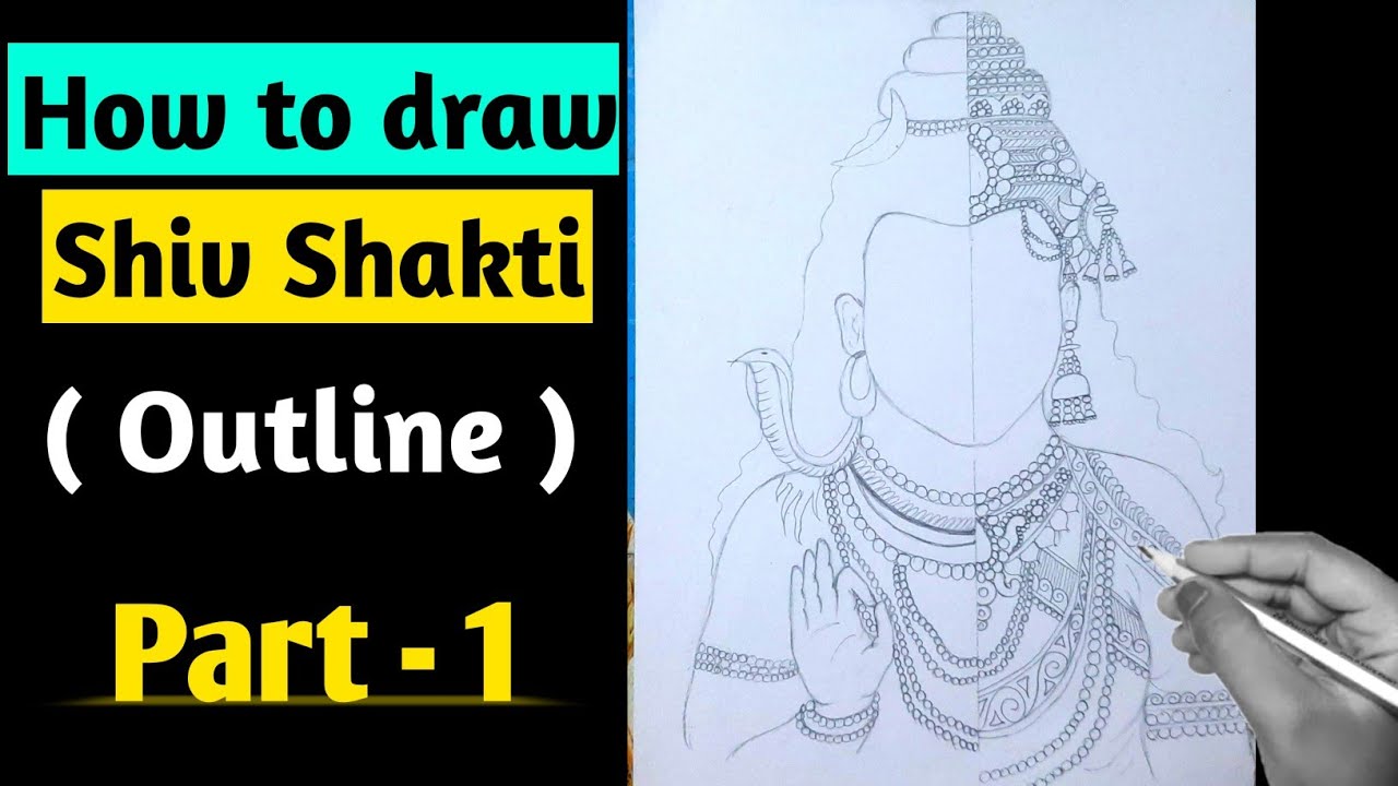 🔥 How To Draw Shiv Shakti Outline Tutorial (Part-1) - How To Draw Lord ...