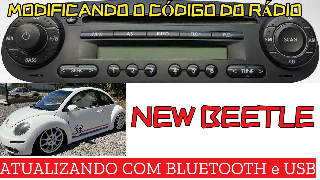 #VW New Beetle Rádio CD OEM Retirar Safe Code e instalar Bluetooth e ...