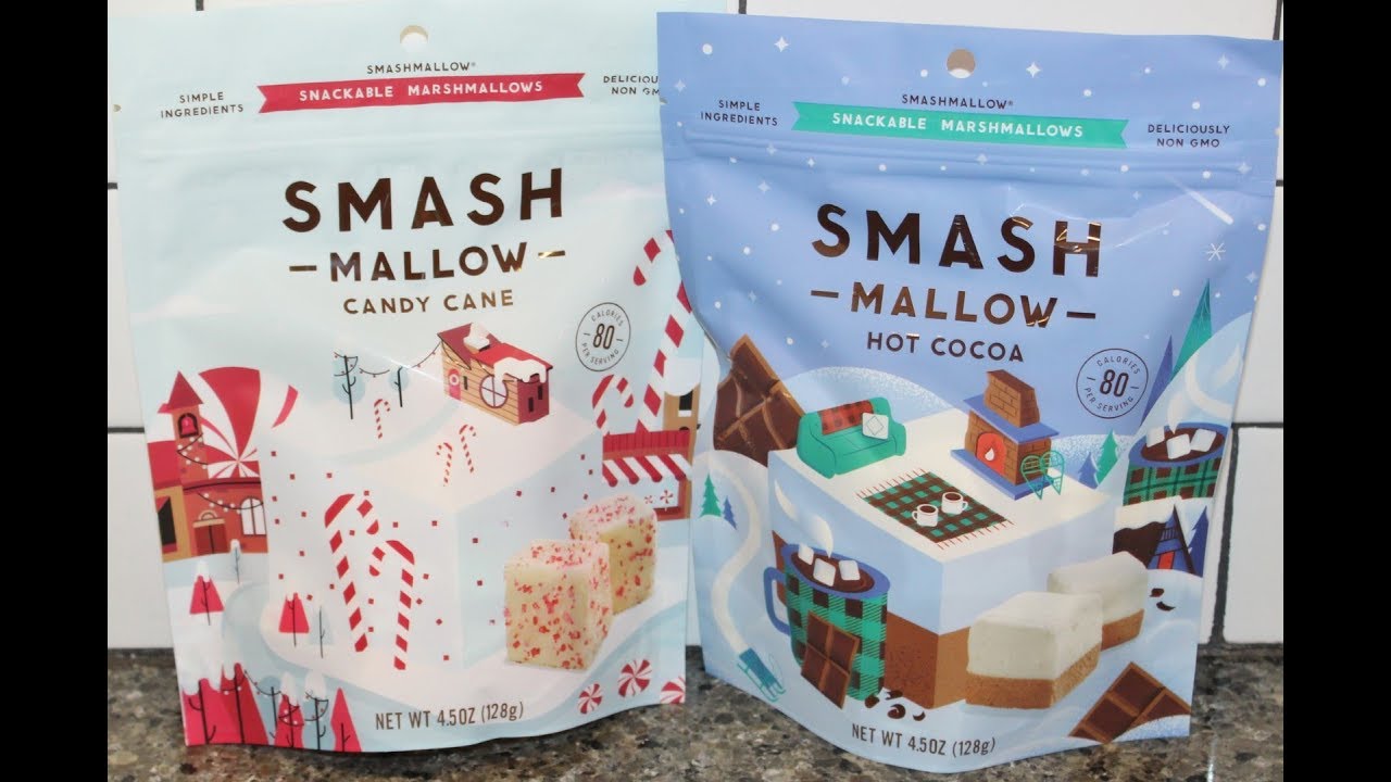 SmashMallow: Candy Cane & Hot Cocoa Snackable Marshmallows Review - YouTube