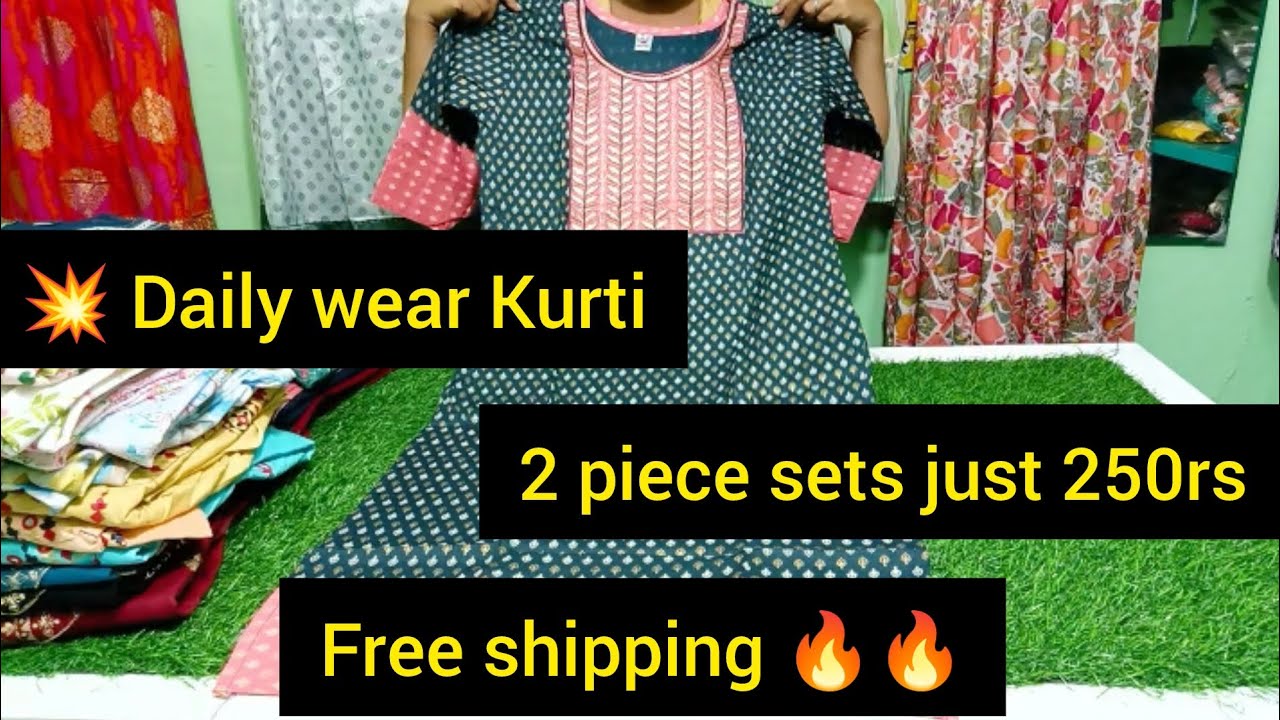 💥 Daily wear Kurtis 🎉 2 piece sets🔥 starts at 250rs free shipping 🔥🔥 ...