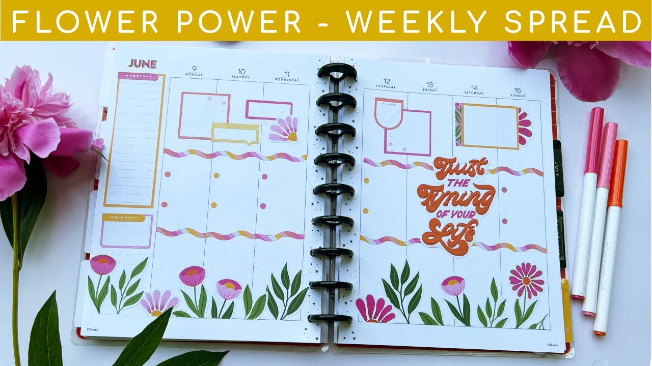 How I decorate my Planner with Summer Flowers | Happy Planner - YouTube