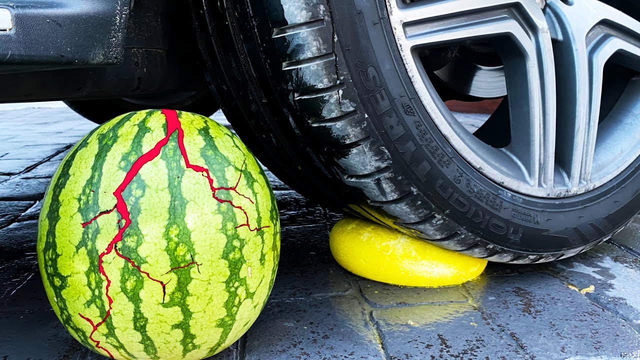 Life Experiments Car vs Watermelon Orange Experimento Sandías VS Rueda ...