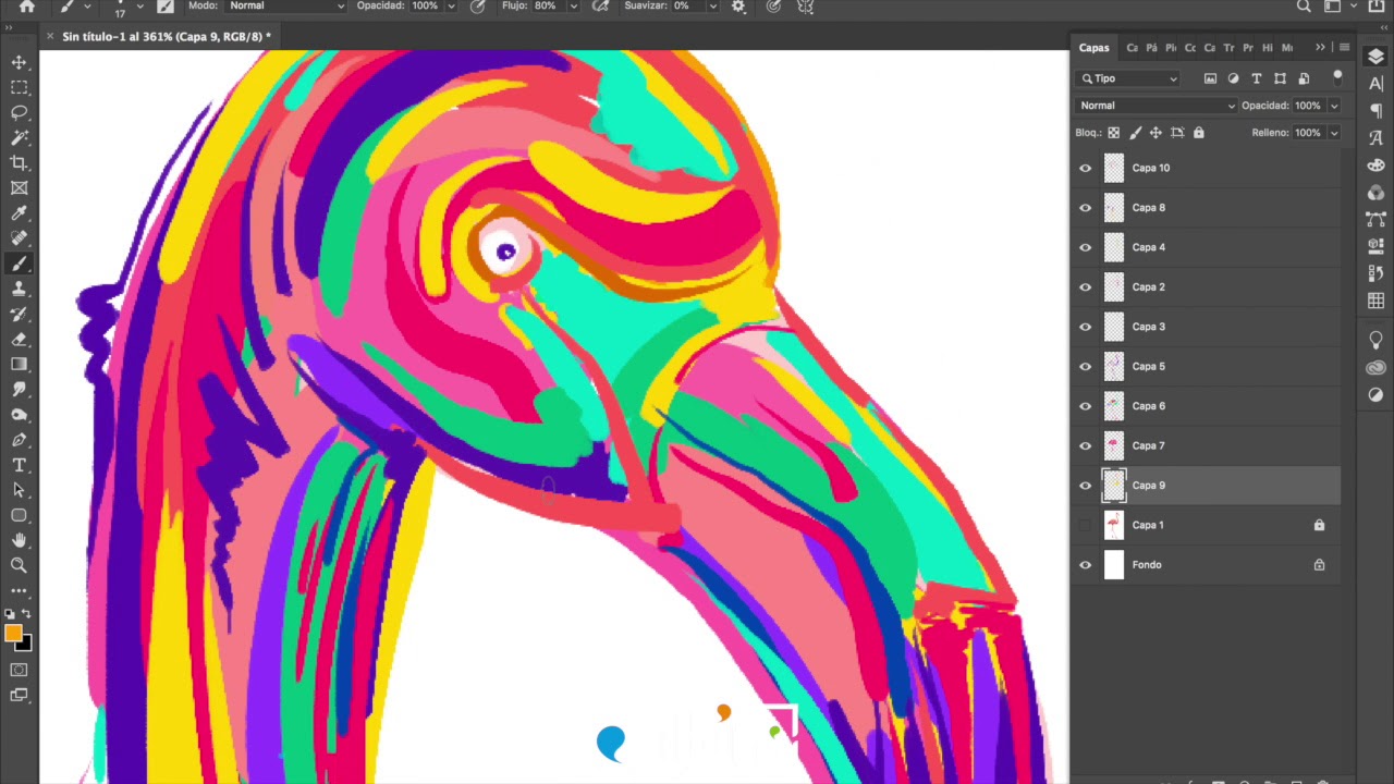 Flamingo Illustration Adobe Photoshop CC 2019 - YouTube