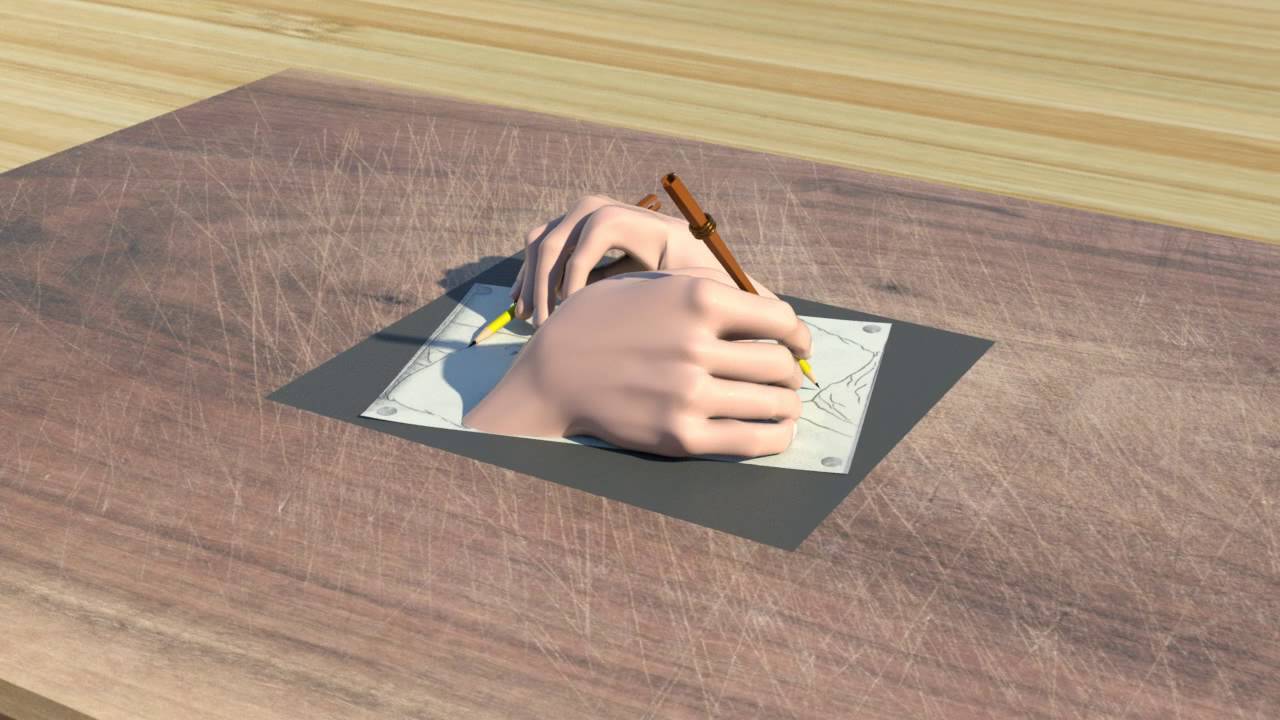 My interpitation of MC Escher "Drawing Hands" - YouTube