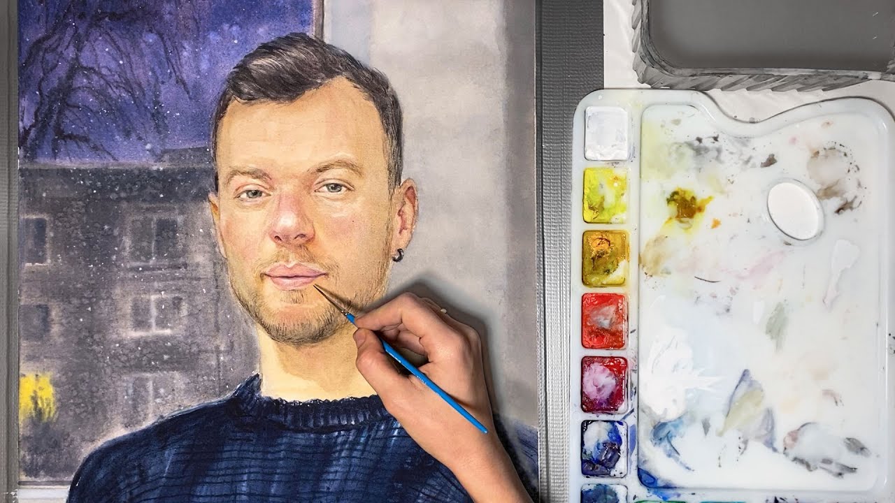 PORTRAIT OF A MAN| Watercolor painting. How to paint realistic portrait ...
