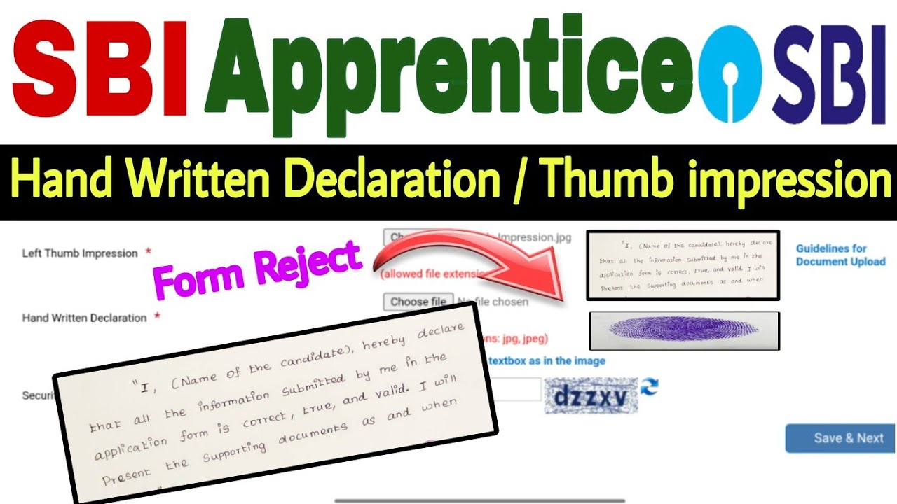 SBI Apprentice Form Hand Written Declaration/Thumb impression Upload🔥 ...