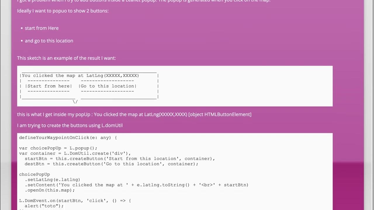 Adding buttons inside Leaflet popup - YouTube