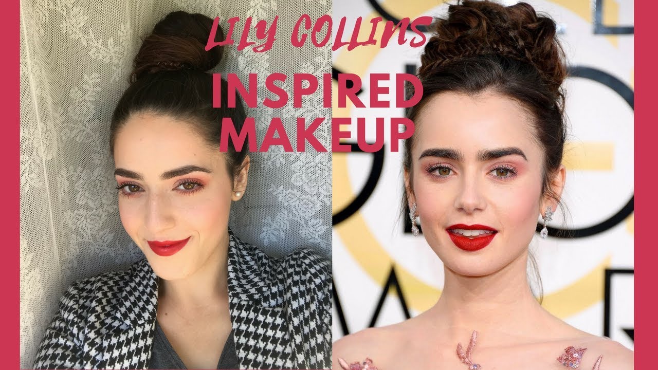 CELEBRITY MAKE UP TUTORIAL | 🌸LILY COLLINS AT GOLDEN GLOBE 2017🌸 ...