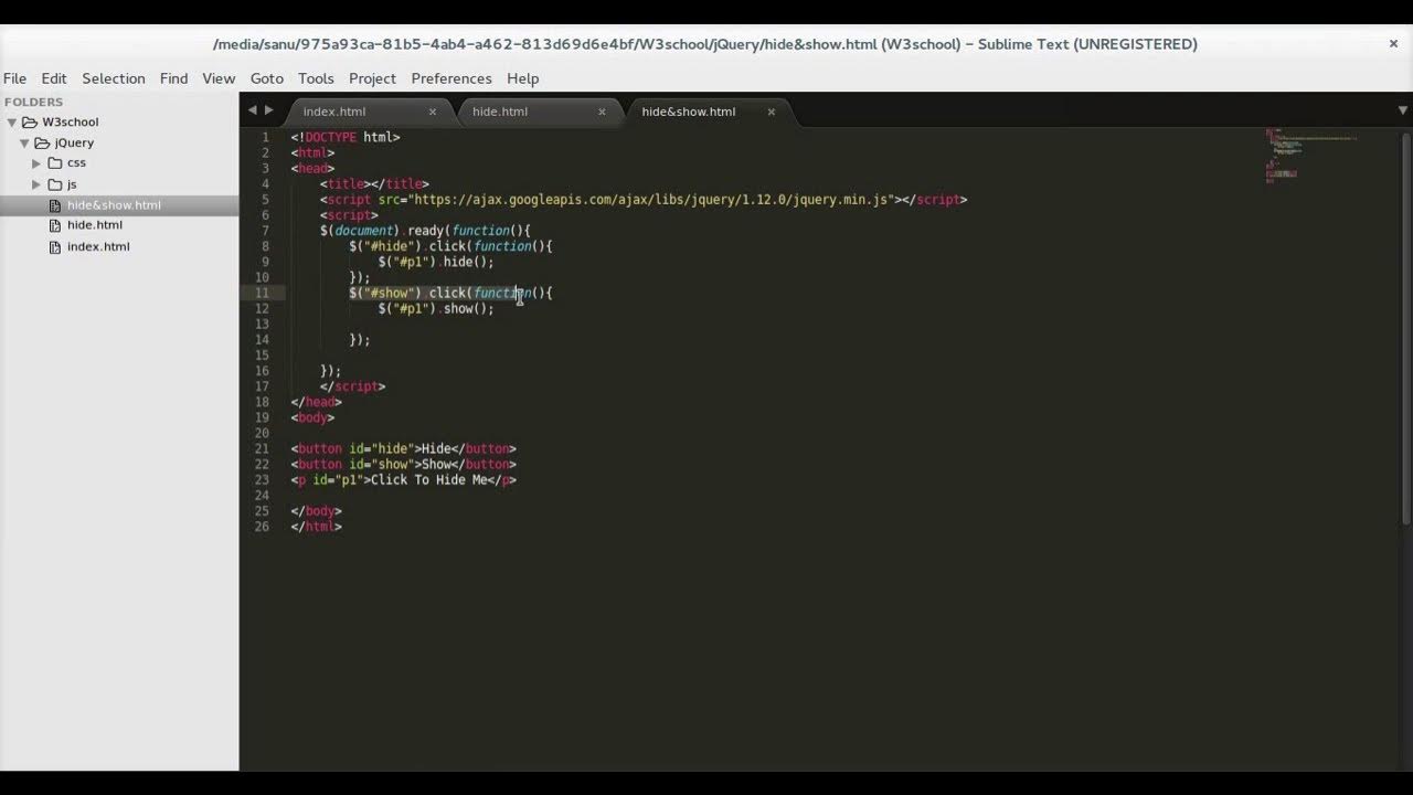 How to Hide and Show text in Html using jQuery - YouTube
