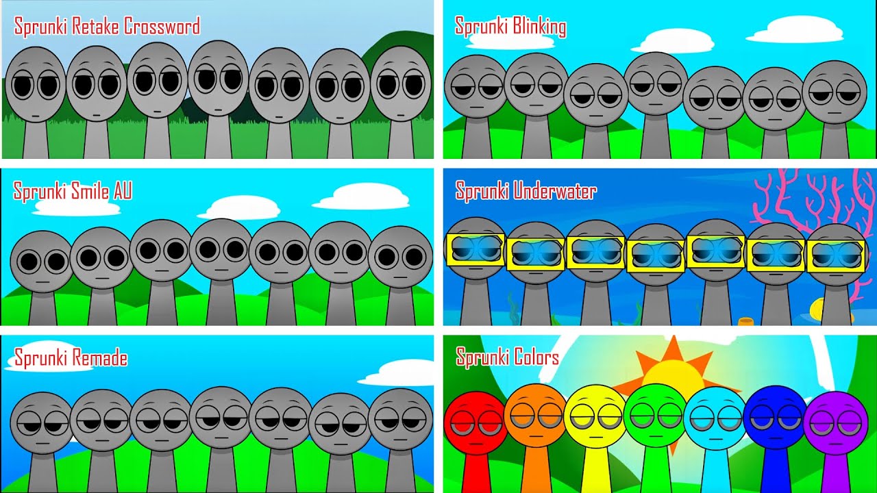 Mix all together Sprunki Retake Crossword vs Sprunki Blinking vs ...