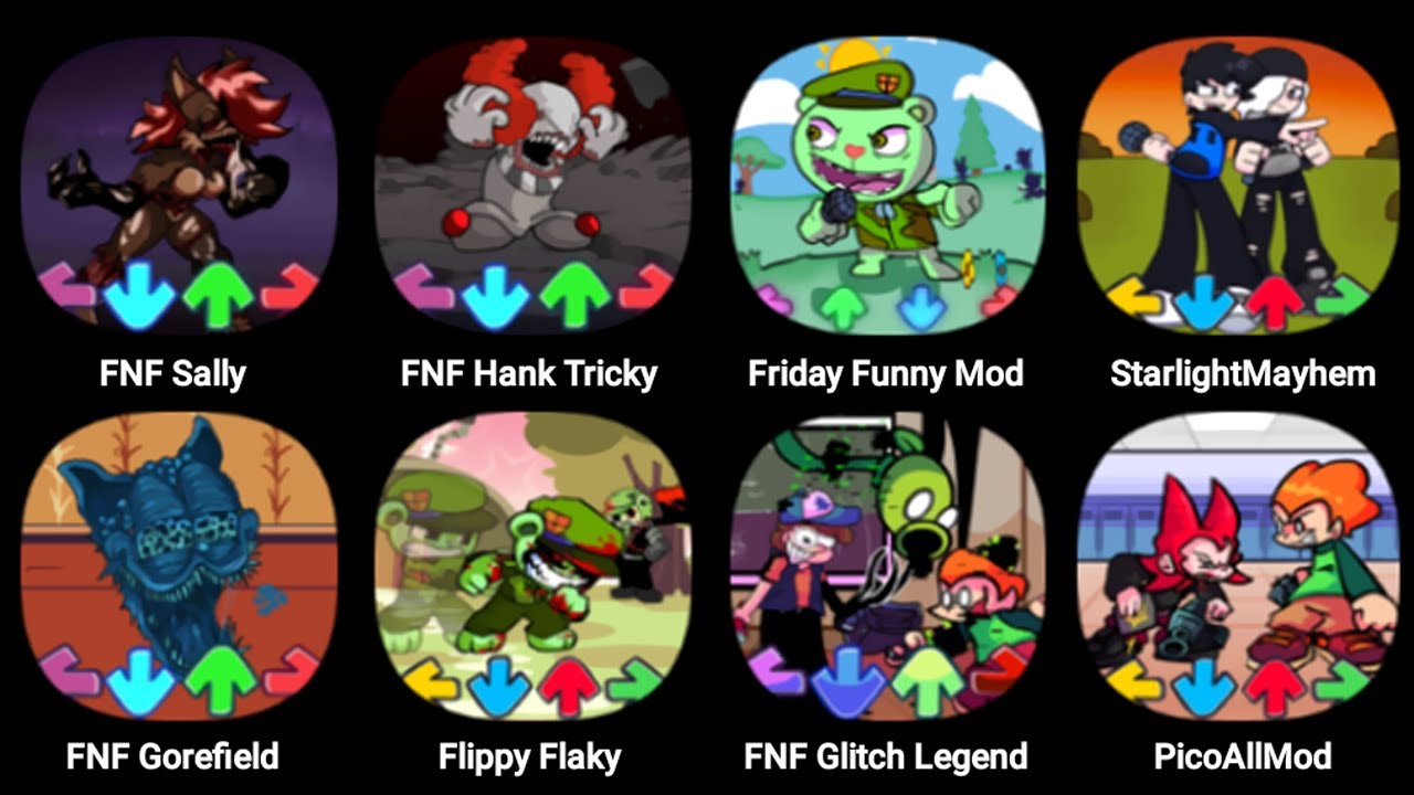 FNF Sally, FNF hank Tricky, FNF Flippy, FNF Starling Mayhem, FNF ...
