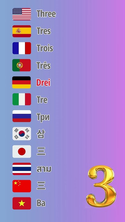 How to say 'Three' in 10+languages - YouTube