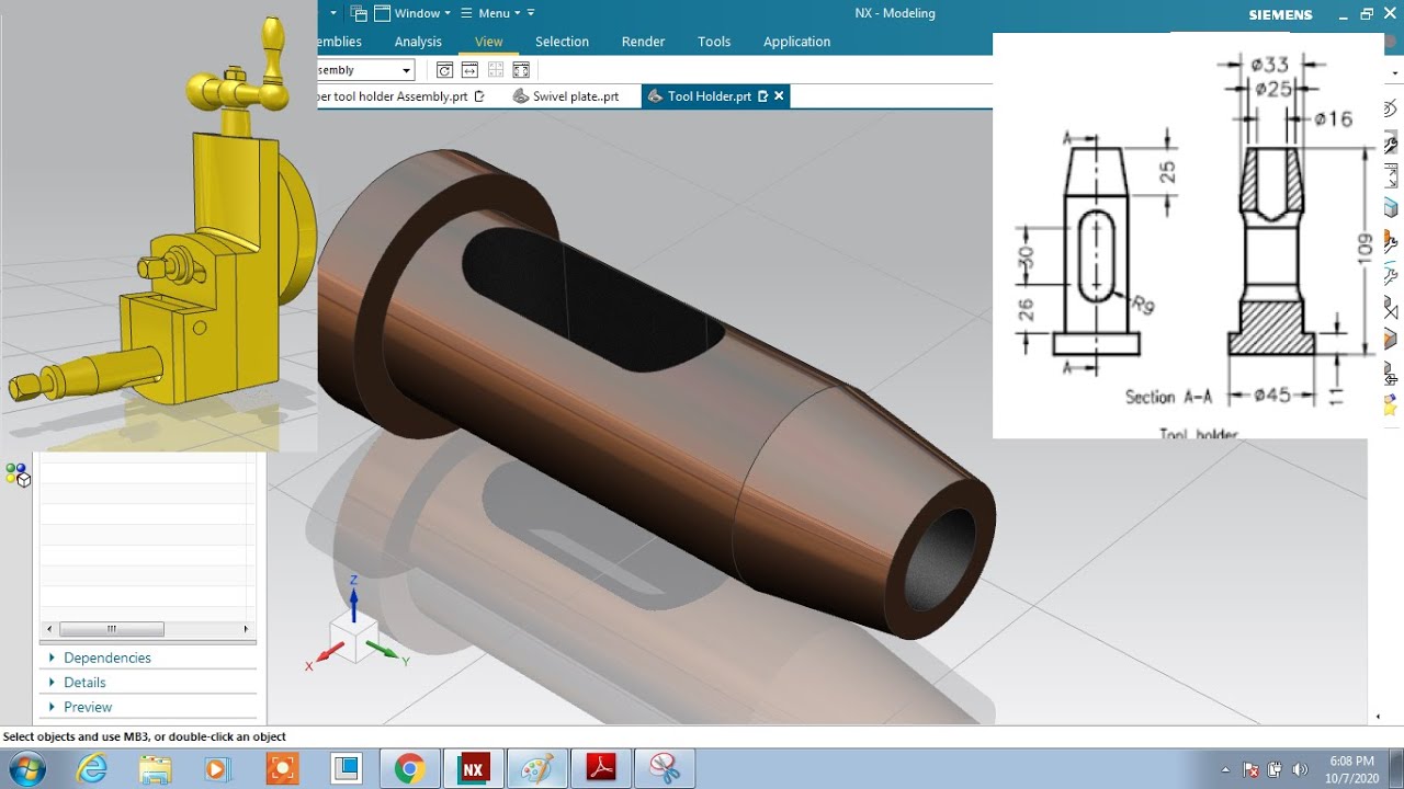 #NX CAD #SHAPER HEAD ASSEMBLY #Tool Holder PART 5 - YouTube