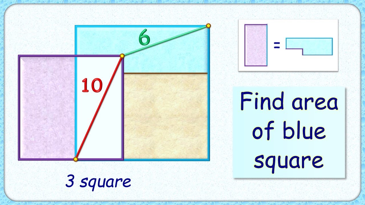 3 squares - find area of blue square #maths #geometry #olympiad #iit # ...