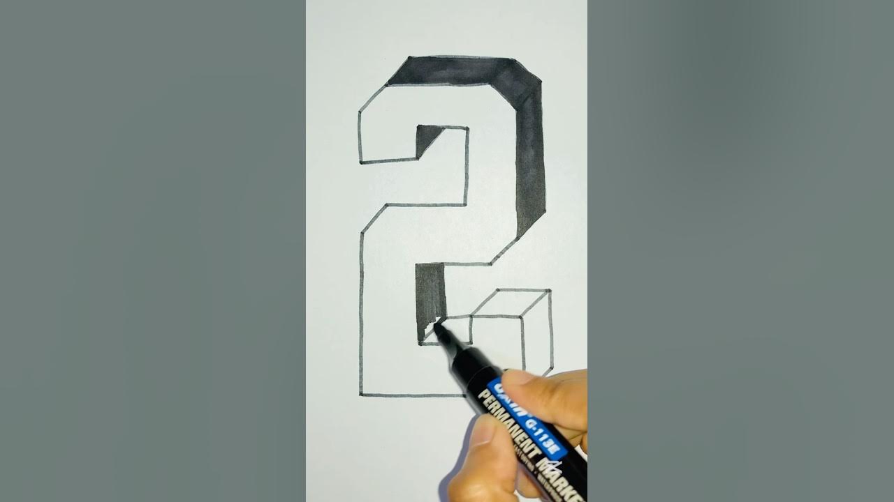 Easy drawing 3D number 2 😮 #shorts #trending #youtubeshorts #love # ...