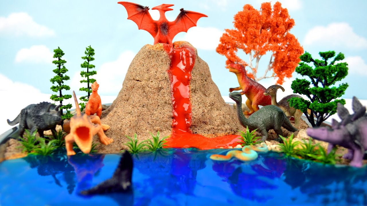Learning Dinosaur Names for Children Kids with Kinetic Sand Beach ...