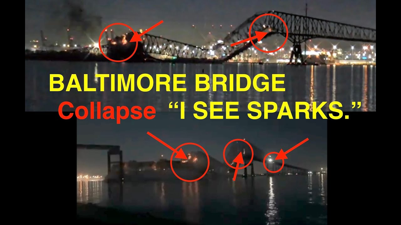 Baltimore Francis Scott Key Bridge Collapse // Random sparks? Or a ...