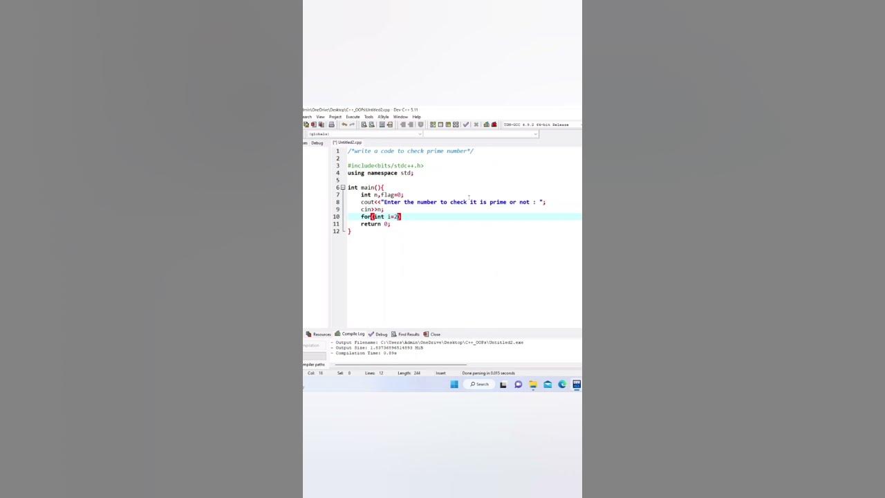 6prime Number Code In C Codingmantras Cppprogramminglanguage Coding Shorts Trending