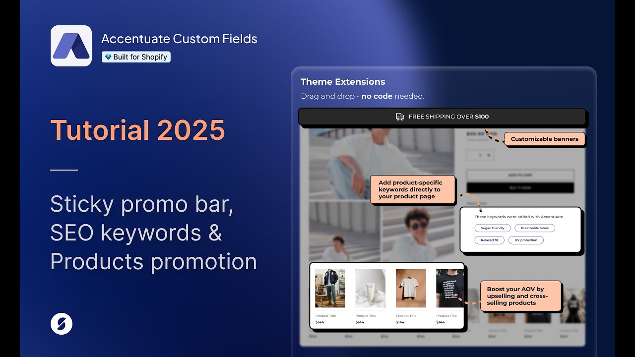 Theme Extensions: Sticky promo bar, SEO keywords & Products promotion ...