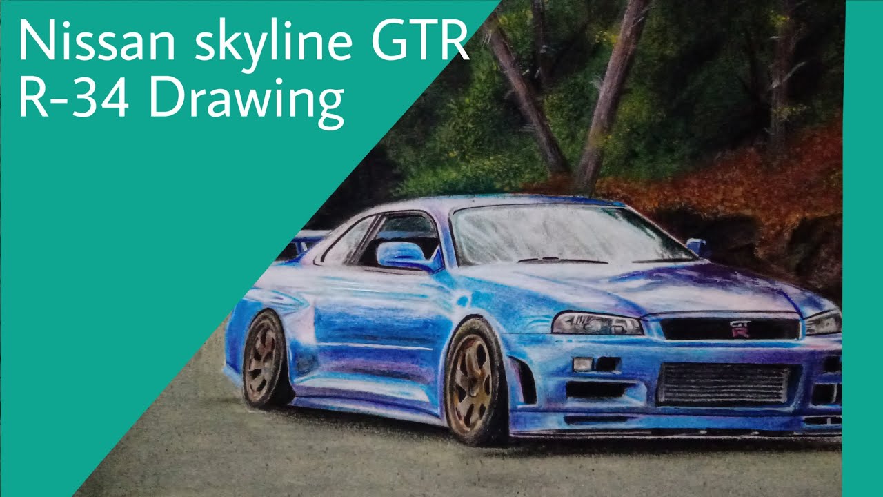 Nissan R34 GTR Drawing /How to - YouTube