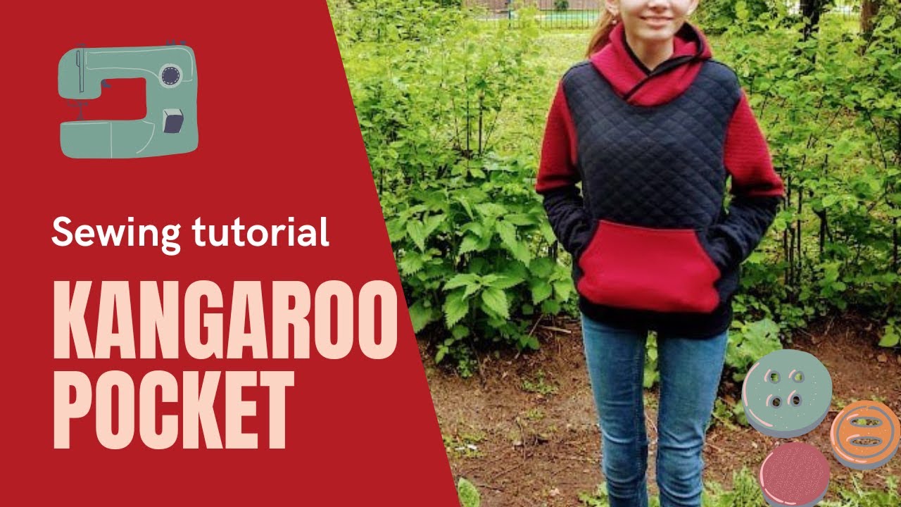 How to trim kangaroo pocket opening with rib-knit fabric - YouTube