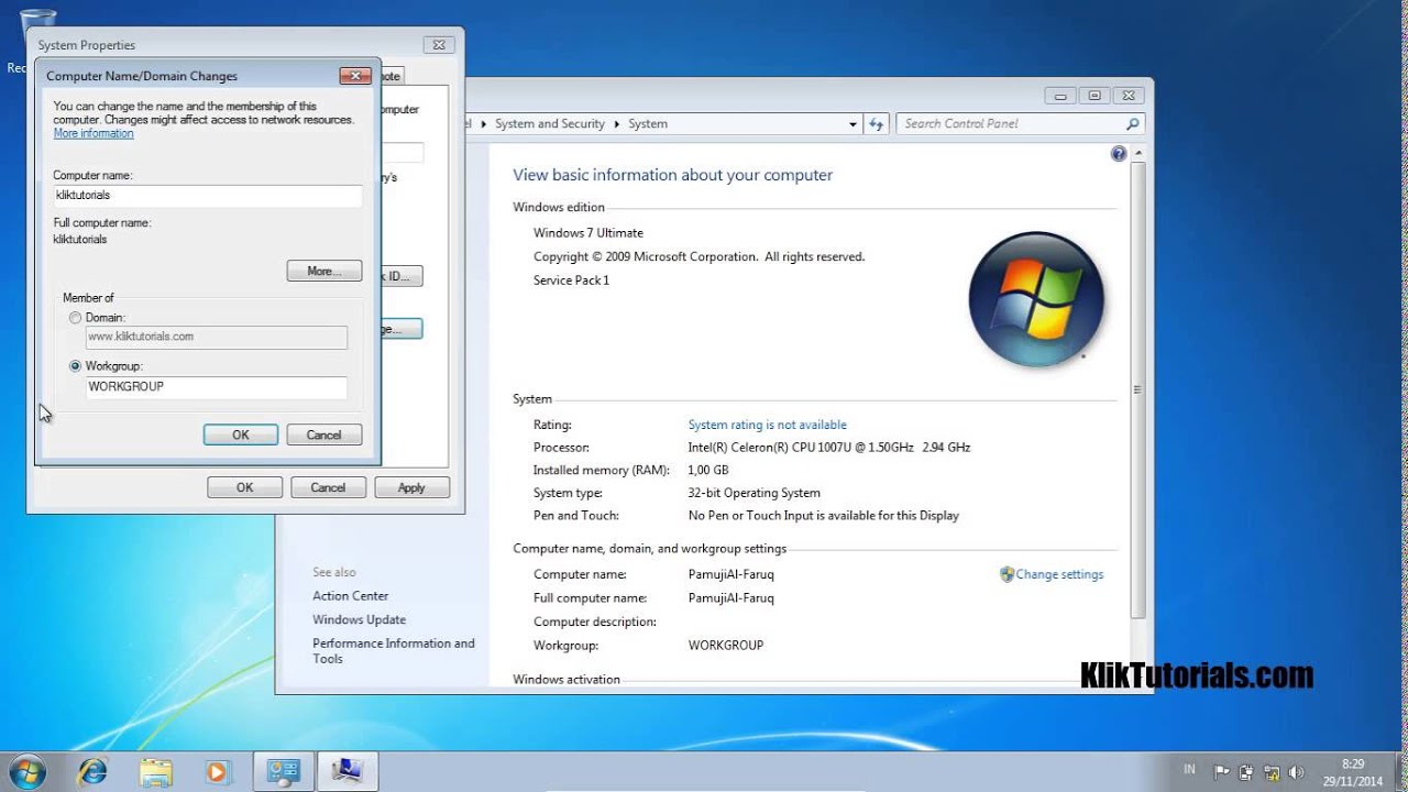 Cara Merubah Computer Name di Windows 7 - YouTube