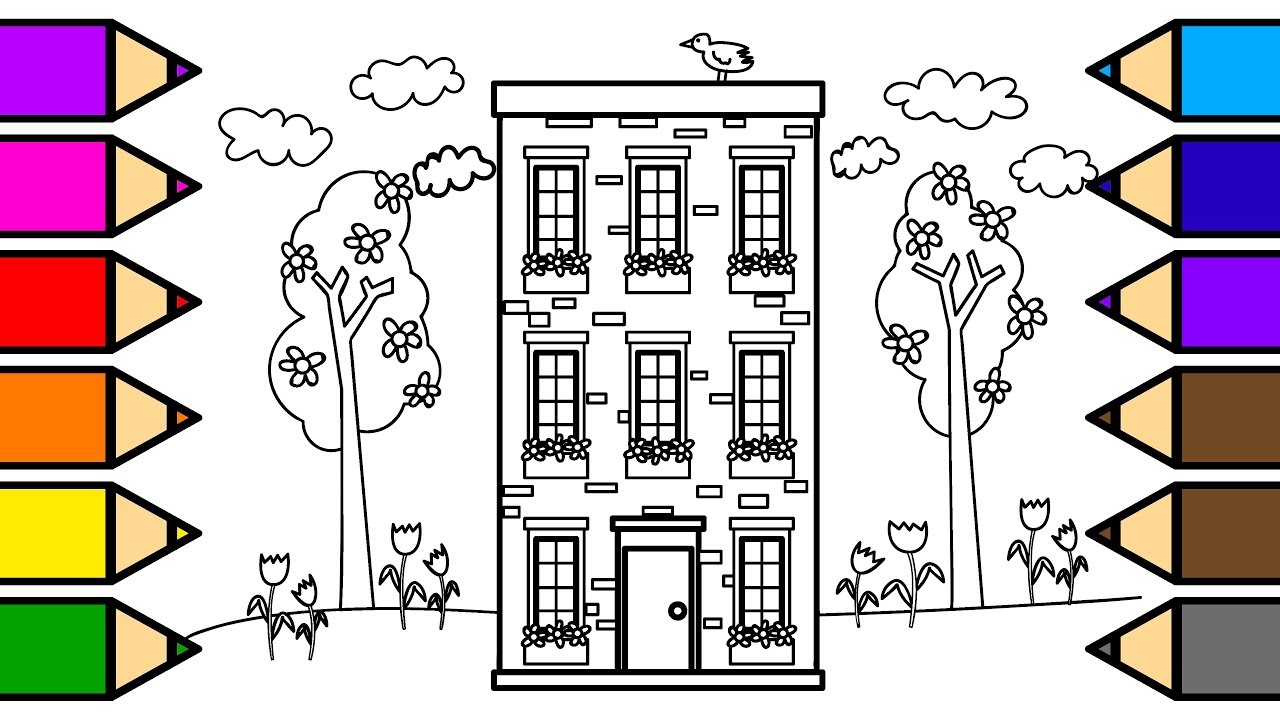 Coloring Apartment Building Coloring Page, Zoomed up coloring with ...