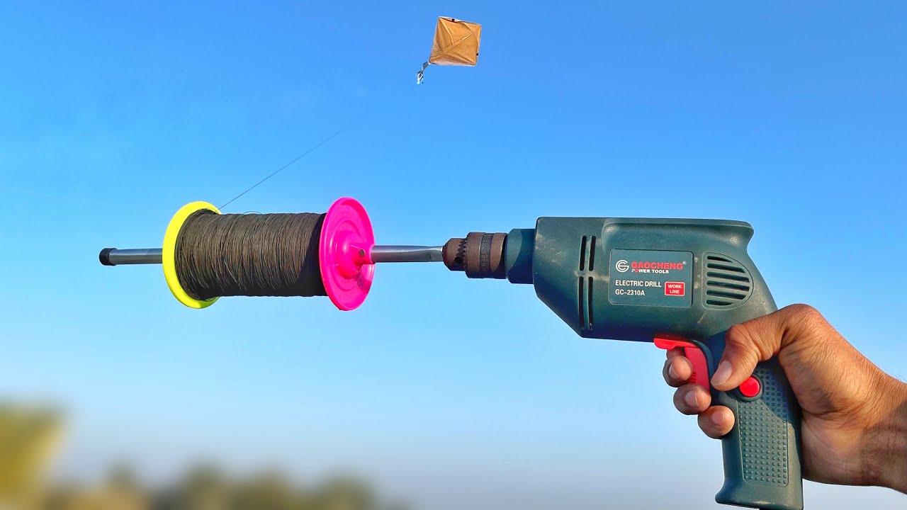How To Fly Kite Using Drill Machine - मज़ा आ गया 😍 - YouTube