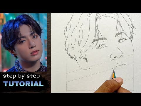How to draw Jungkook Step by step - BTS Drawing Tutorial | YouCanDraw