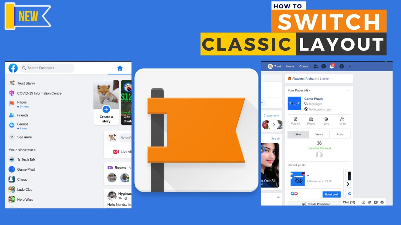 how to switch to classic facebook through facebook page - YouTube