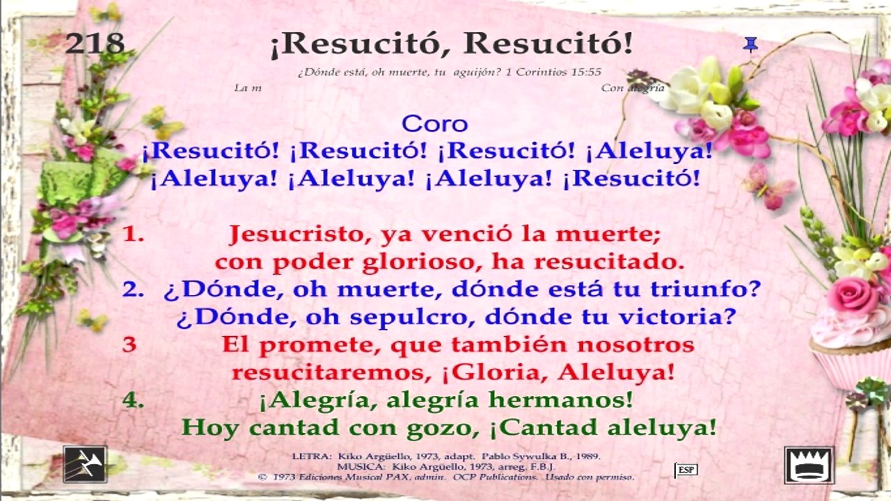 Himno 218 Resucitó, resucitó Video, pista y letra 1 - YouTube