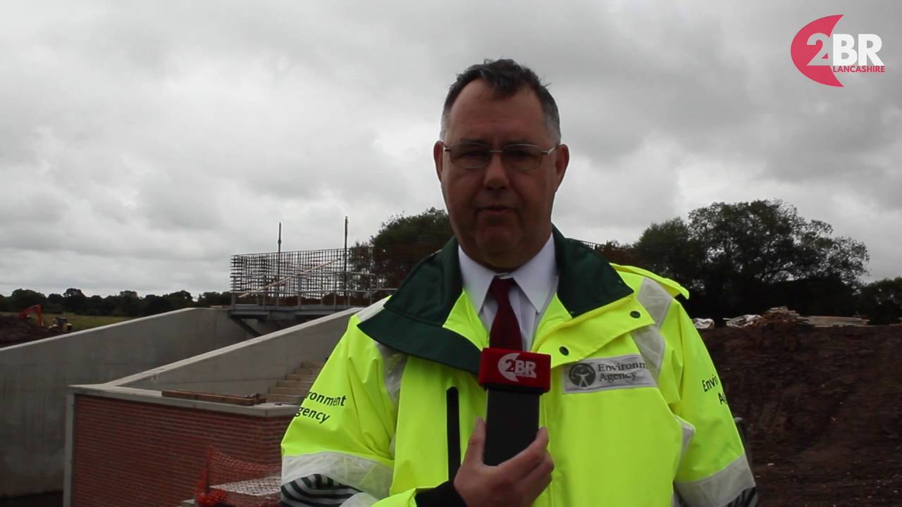 Take a tour around the new flood barrier for Croston - YouTube
