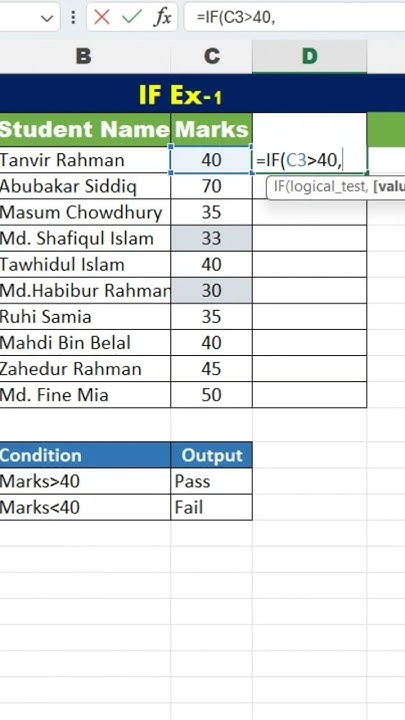 If function in excel. excel tutoring. excel tutorial. #exceltech #excelgyan #excelhacks # ...