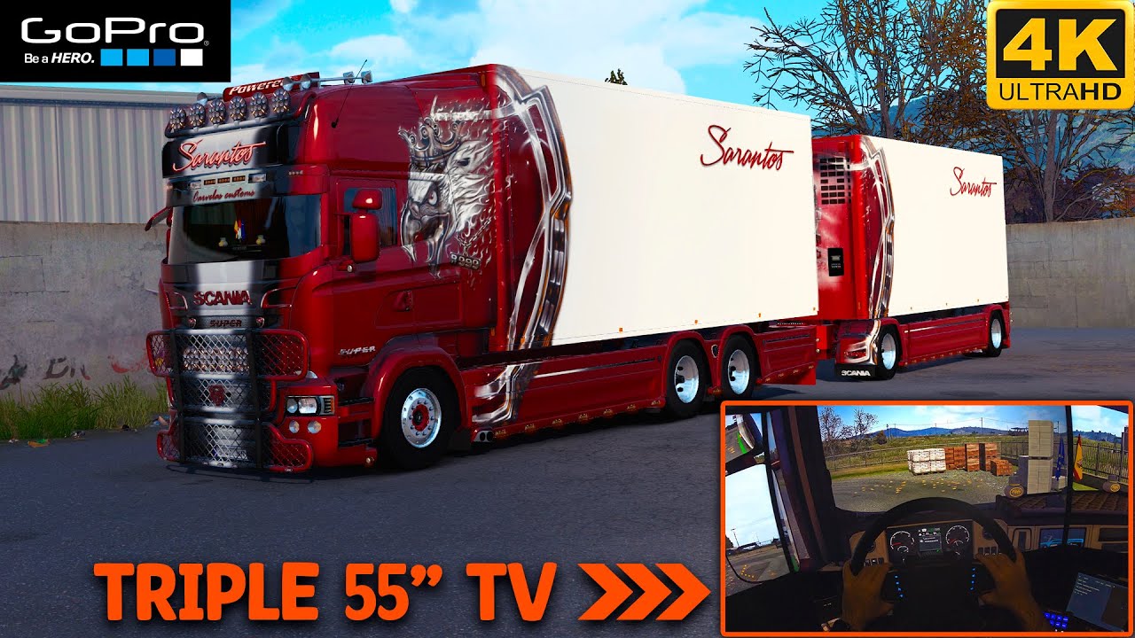 ETS2 4K POV | Moza TSW | Sarantos Scania R999 V8 in Greece - YouTube