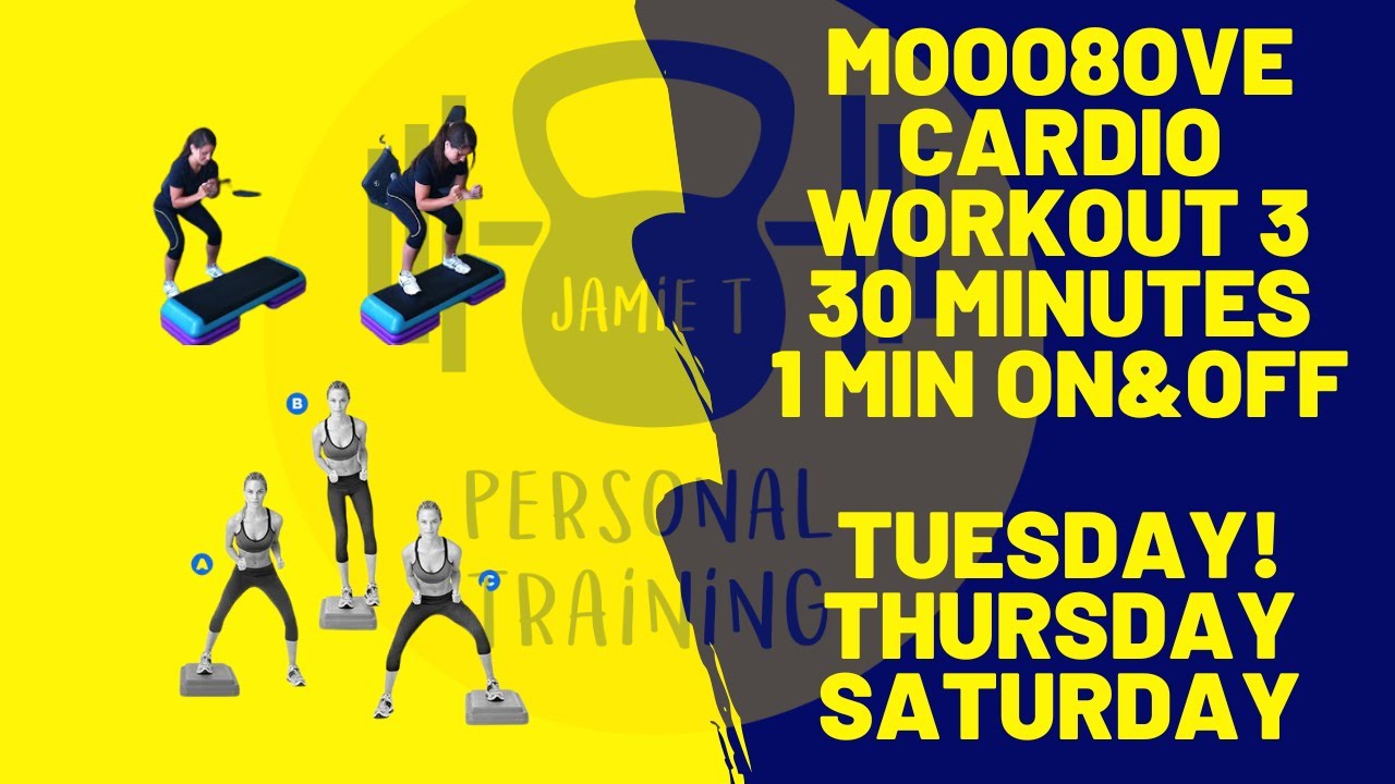 Cardio Blast 3! 1 Minute on! 1 Minute off! Step out & Step ups! Lateral ...