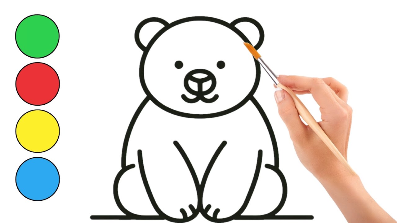 Cute Bear Drawing With Song For Kids, Toddler | Bhalu Ki Hui Shadi Poem ...