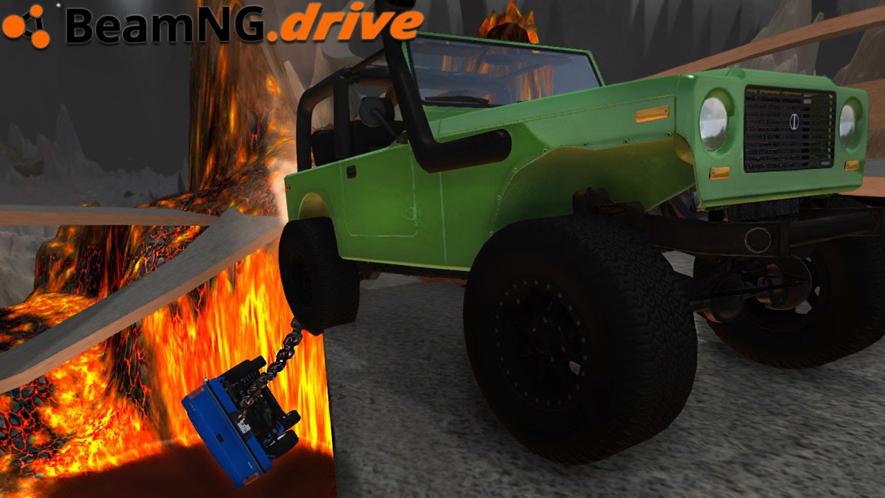 BeamNG.drive - PULLED INTO A VOLCANO - YouTube