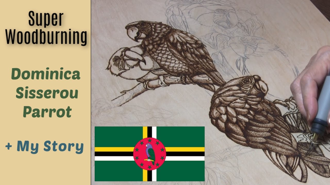 Woodburning - Dominica's Sisserou Parrot - YouTube