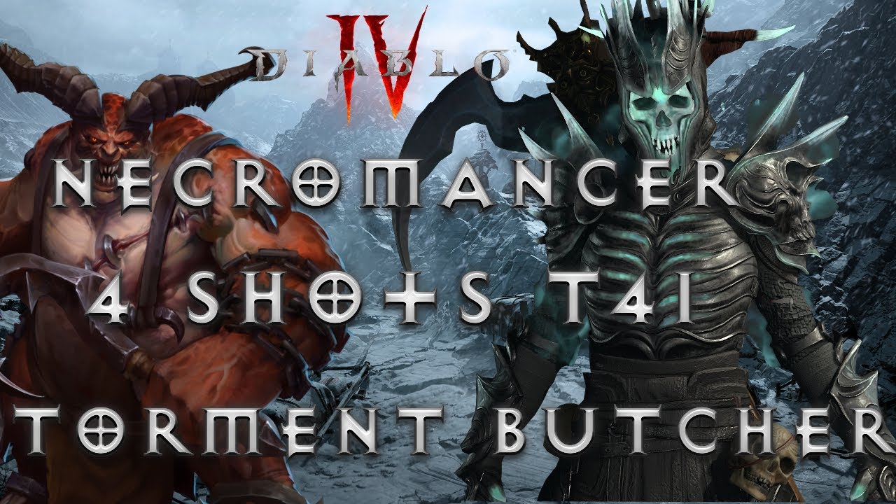 Necro 4 SHOTS BUTCHER Torment T41 (WT4) | Diablo 4 Necromancer - YouTube