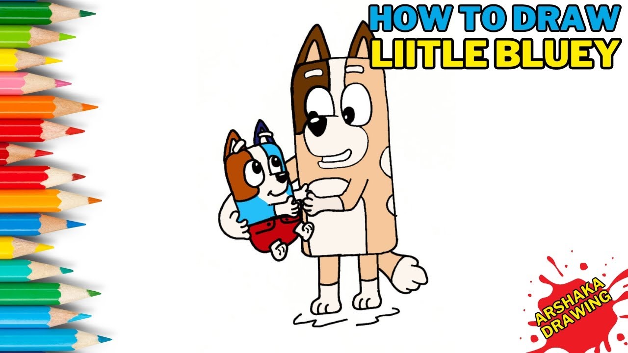 How to Draw Little Bluey Easy | Cartoon Character Drawing Tutorial for ...