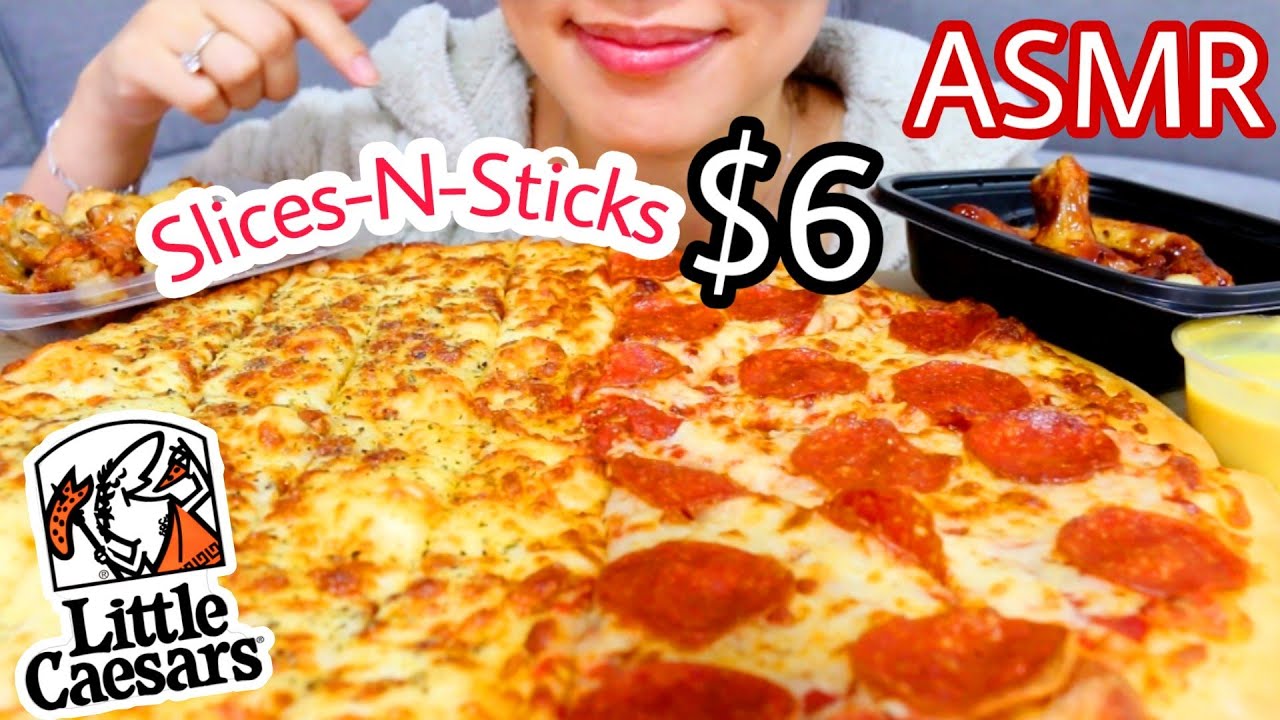 ASMR Little Caesars SLICES-N-STIX PEPPERONI PIZZA MUKBANG TWILIGHT ...