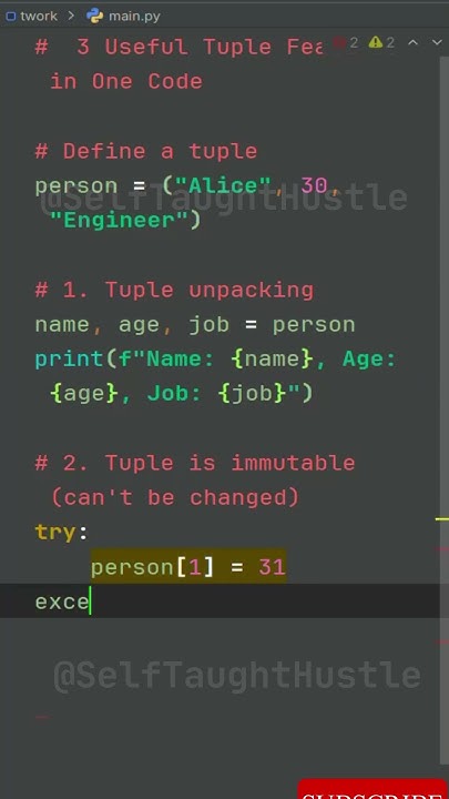 3 Useful Tuple Features in One Code in Python #coding #code #programming - YouTube